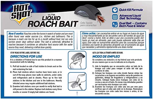 Hot Shot 95789 Mini Ultra Liquid Roach Bait, 3 Packs of 6 Count