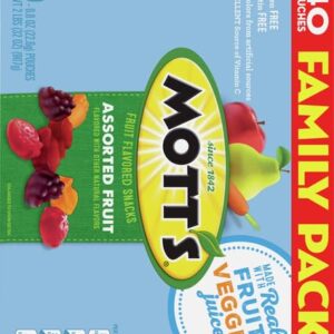 Mott's Fruit Flavored Snacks, Assorted Fruit, Pouches, 0.8 oz, 40 ct