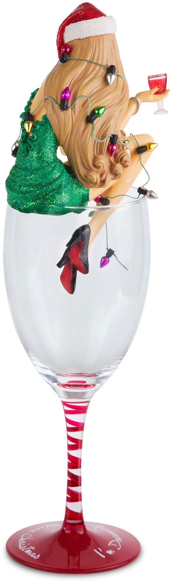 H2Z tableware Hiccup Wine Christmas Girl in Glass, 12", Multicolor