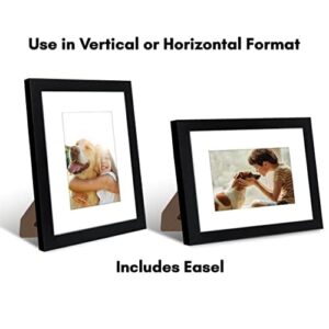 Americanflat 8x10 Picture Frame in Black - Use as 5x7 Picture Frame with Mat or 8x10 Frame Without Mat - Engineered Wood Photo Frame with Shatter-Resistant Glass and Easel for Wall and Tabletop