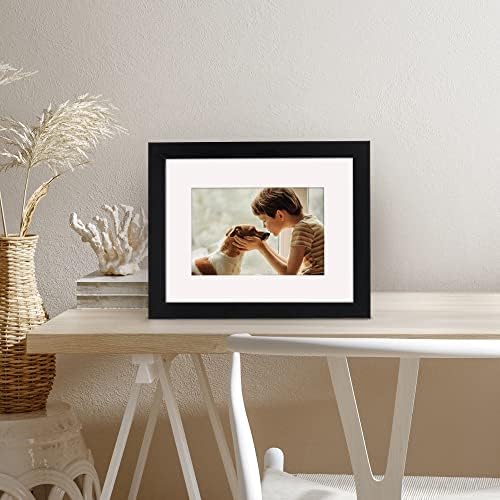 Americanflat 8x10 Picture Frame in Black - Use as 5x7 Picture Frame with Mat or 8x10 Frame Without Mat - Engineered Wood Photo Frame with Shatter-Resistant Glass and Easel for Wall and Tabletop