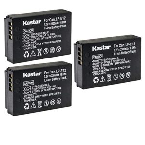 kastar battery (3-pack) replacement for lp-e12 work with eos m, eos rebel sl1, eos 100d cameras