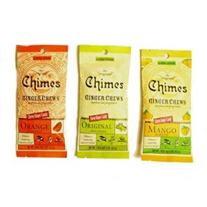 chimes' ginger chews - variety 3 pack - original, mango, and orange