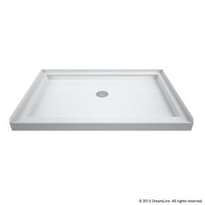 dreamline slimline 32 in. d x 48 in. w x 2 3/4 in. h center drain single threshold shower base in white, dlt-1132480