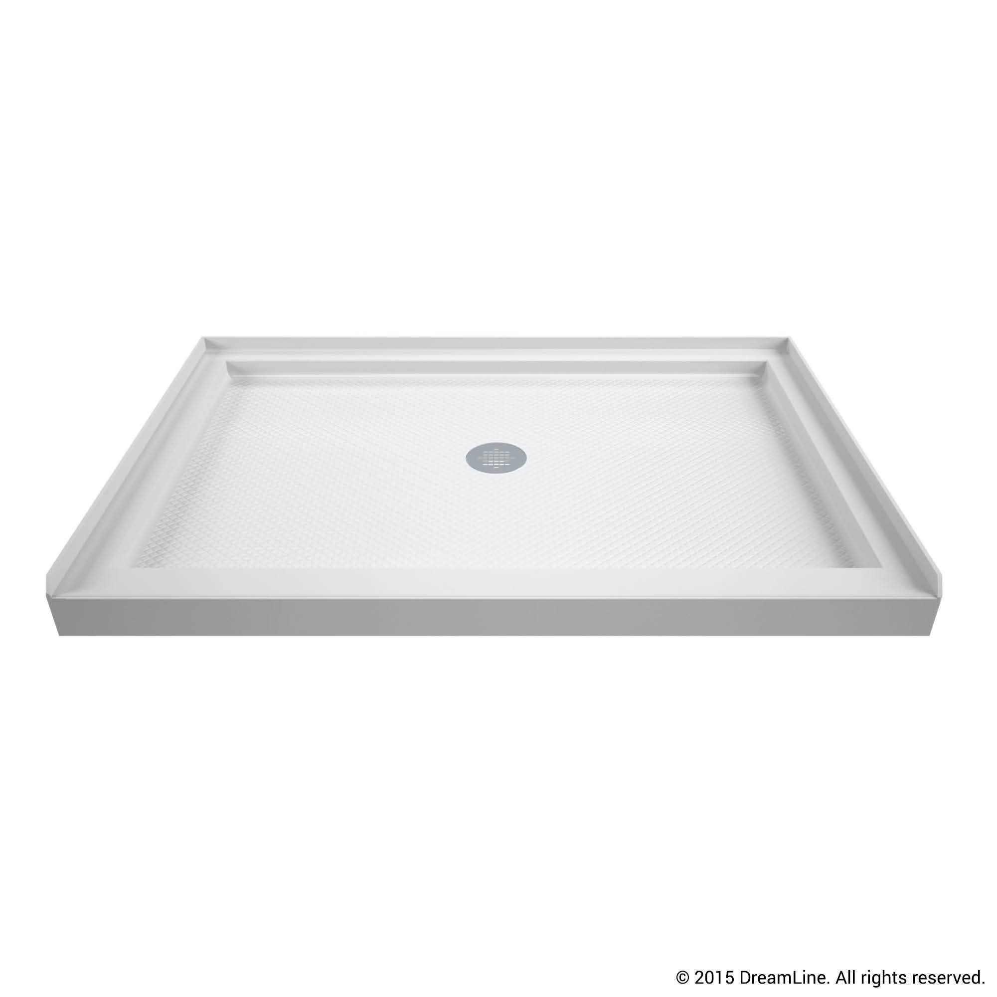 DreamLine SlimLine 32 in. D x 48 in. W x 2 3/4 in. H Center Drain Single Threshold Shower Base in White, DLT-1132480