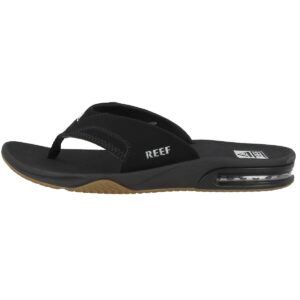 reef men's sandals, fanning, black/silver, 11