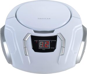 proscan elite portable cd boombox with am/fm radio - white