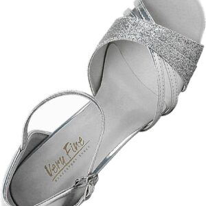 Women's Ballroom Dance Shoes Tango Wedding Salsa Latin Dance Shoes Silver Stardust & Silver Leather 6030EBB Comfortable - Very Fine 2.5" Heel 8 M US [Bundle of 5]