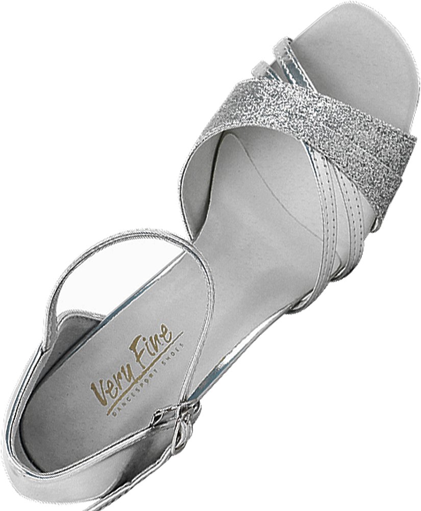 Women's Ballroom Dance Shoes Tango Wedding Salsa Latin Dance Shoes Silver Stardust & Silver Leather 6030EBB Comfortable - Very Fine 2.5" Heel 8 M US [Bundle of 5]