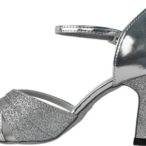 Women's Ballroom Dance Shoes Tango Wedding Salsa Latin Dance Shoes Silver Stardust & Silver Leather 6030EBB Comfortable - Very Fine 2.5" Heel 8 M US [Bundle of 5]