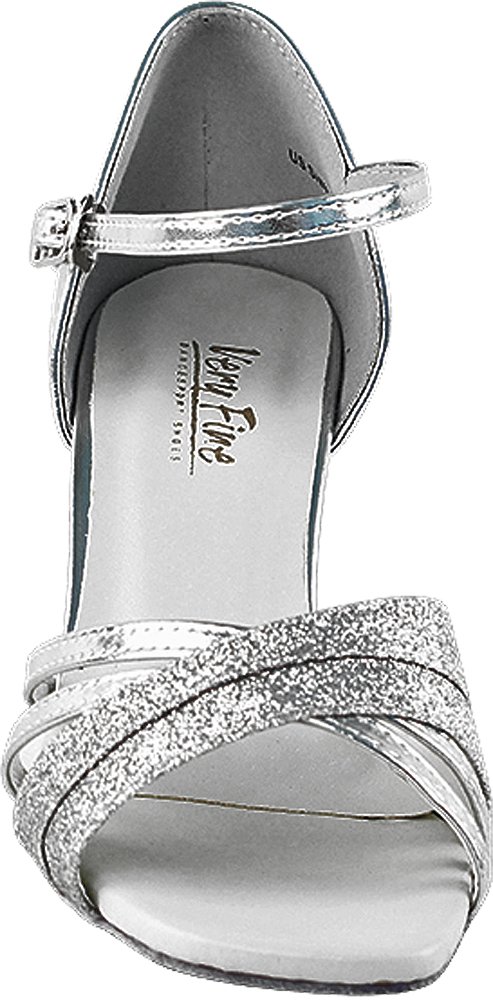 Women's Ballroom Dance Shoes Tango Wedding Salsa Latin Dance Shoes Silver Stardust & Silver Leather 6030EBB Comfortable - Very Fine 2.5" Heel 8 M US [Bundle of 5]