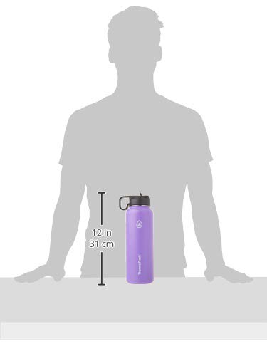 ThermoFlask 40 oz Double Wall Vacuum Insulated Stainless Steel Water Bottle with Two Lids, Plum