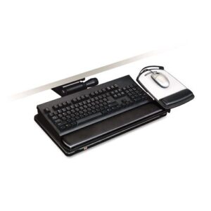 3m easy-adjust keyboard tray with adjustable platform, 23 inch track (akt150le)