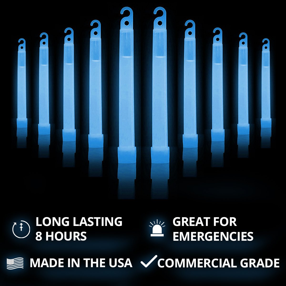 Cyalume Glow Sticks Military Grade Lightstick - Premium Blue 6” SnapLight Emergency Chemical Light Stick with 8 Hour Duration (Bulk Pack of 20 Chem Lights)