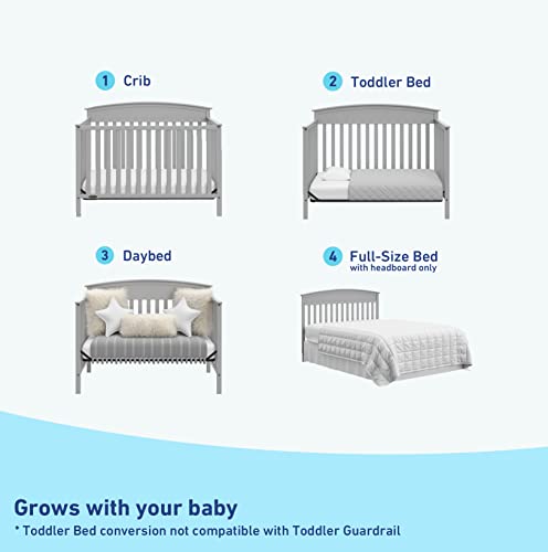 Graco Benton 5-in-1 Convertible Crib (Pebble Gray) – GREENGUARD Gold Certified, Converts from Baby Crib to Toddler Bed, Daybed and Full-Size Bed, Fits Standard Full-Size Crib Mattress