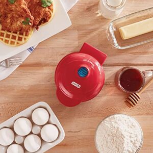 DASH Mini Maker for Individual Waffles, Hash Browns, Keto Chaffles with Easy to Clean, Non-Stick Surfaces, 4 Inch, Red