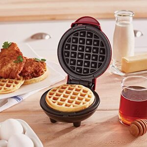 DASH Mini Maker for Individual Waffles, Hash Browns, Keto Chaffles with Easy to Clean, Non-Stick Surfaces, 4 Inch, Red