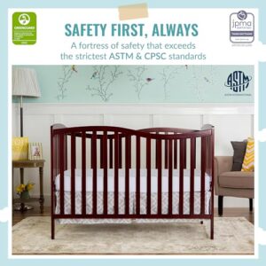 Dream On Me Chelsea 5-In-1 Convertible Crib In Cherry, JPMA Certified