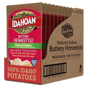 Idahoan Reduced Sodium Mashed Potatoes, Buttery Homestyle, 4 Ounce (Pack of 12)