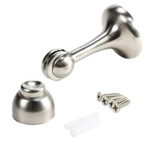 rok hardware magnetic door stop holder 3 inches (brushed nickel, 1 pack)