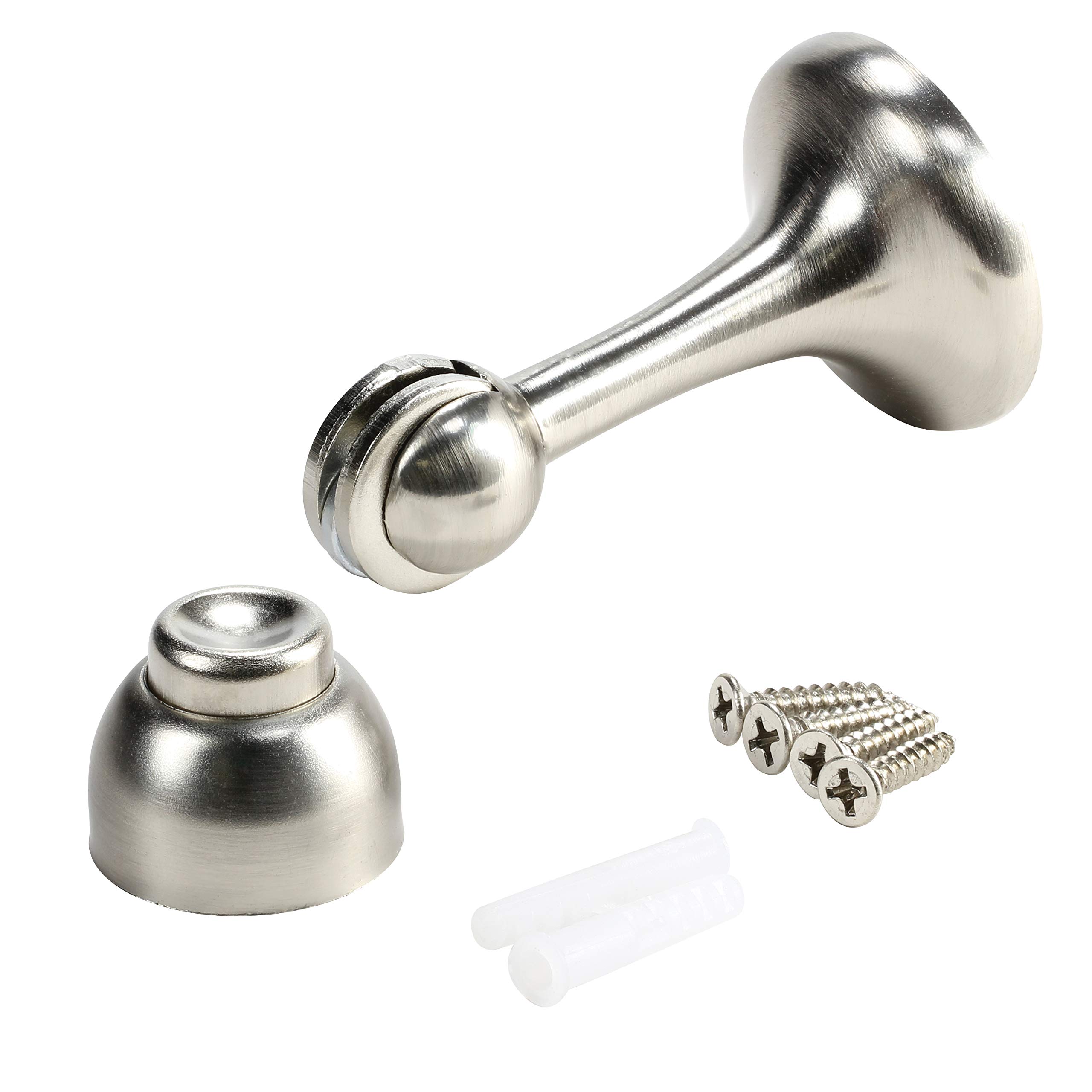 Rok Hardware Magnetic Door Stop Holder 3 Inches (Brushed Nickel, 1 Pack)