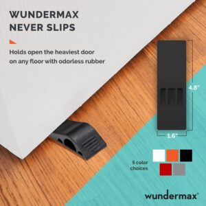 Wundermax Door Stoppers - Pack of 3 Rubber Door Wedge for Carpet, Hardwood, Concrete and Tile - Home Improvement Accessories - Gray