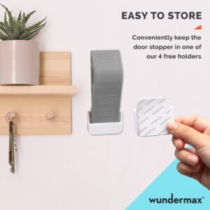 Wundermax Door Stoppers - Pack of 3 Rubber Door Wedge for Carpet, Hardwood, Concrete and Tile - Home Improvement Accessories - Gray