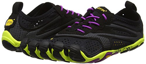 Vibram Women's FiveFingers, V-Run Running Shoe, Black/Yellow/Purple, 8-8.5 M US