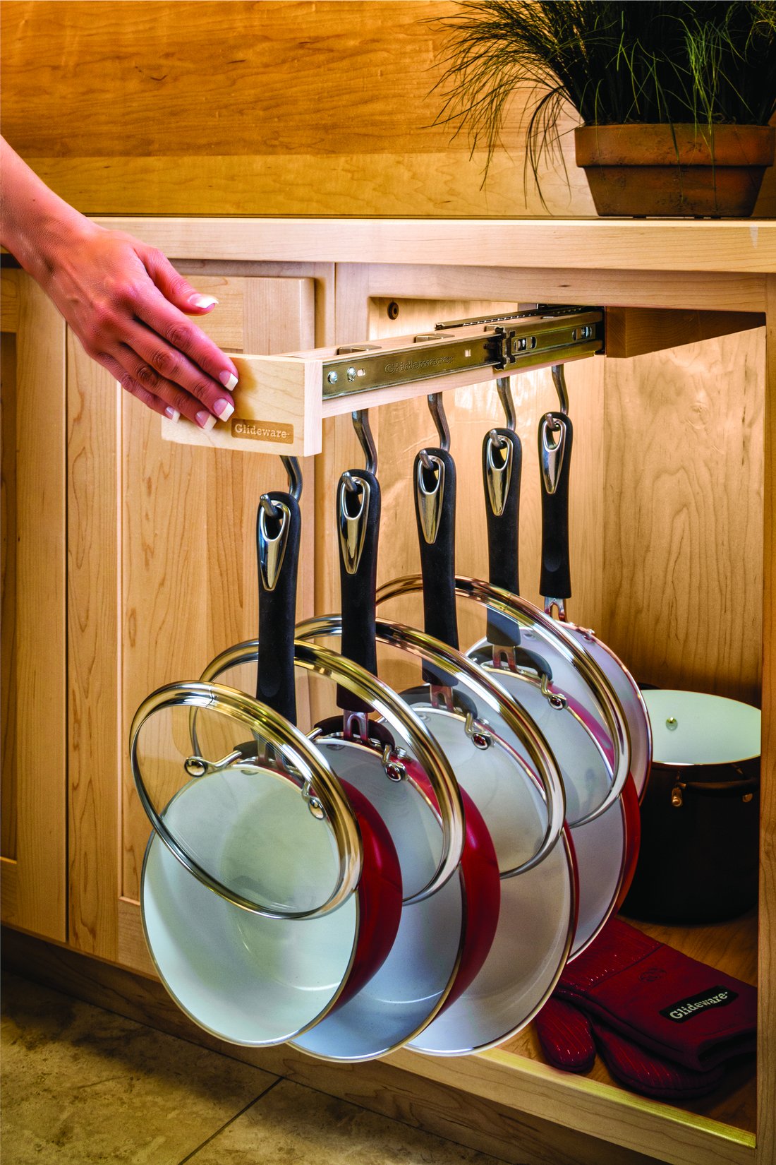 Dual-ing Glideware Cookware Organizer with 14 Hooks by Glideware, LLC