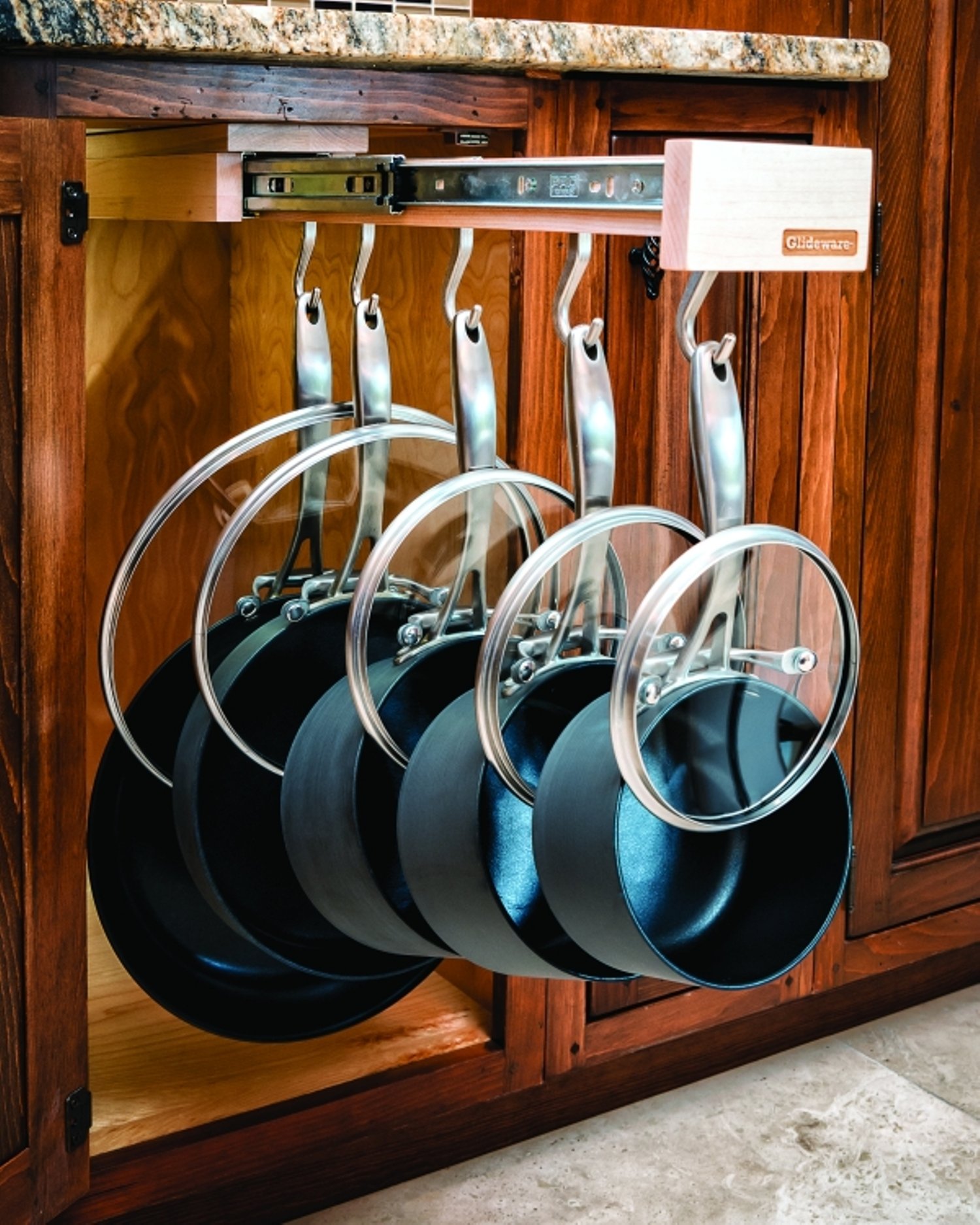 Dual-ing Glideware Cookware Organizer with 14 Hooks by Glideware, LLC