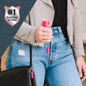 SABRE Pepper Spray, Supports National Breast Cancer Foundation, Maximum Police Strength OC Spray, Quick Release Keychain for Easy Carry and Fast Access, Finger Grip for More Accurate Aim, 25 Bursts , 0.54 Fluid Ounces