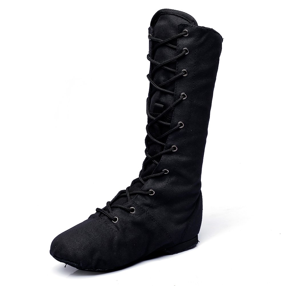 MSMAX Adult Dance Boots High Top Ballet Jazz Dancing Sneakers Black 8 M US Women