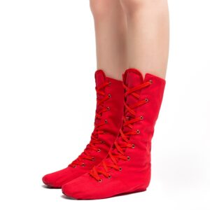 MSMAX Adult Dance Boots High Top Ballet Jazz Dancing Sneakers Red 9 M US Women