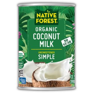 native forest organic unsweetened coconut milk – canned coconut milk, no guar gum, non-gmo project verified, usda organic – simple, 13.5 fl oz (pack of 12)