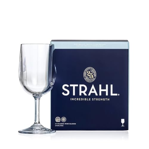 Strahl Unbreakable Wine Glass Goblet, Design Shatterproof Polycarbonate Stemware Clear Glassware Glasses, Heavy Duty Premium Restaurant Grade for Beverages, Gin Cocktail, 8 Ounces, 406801, Set of 4