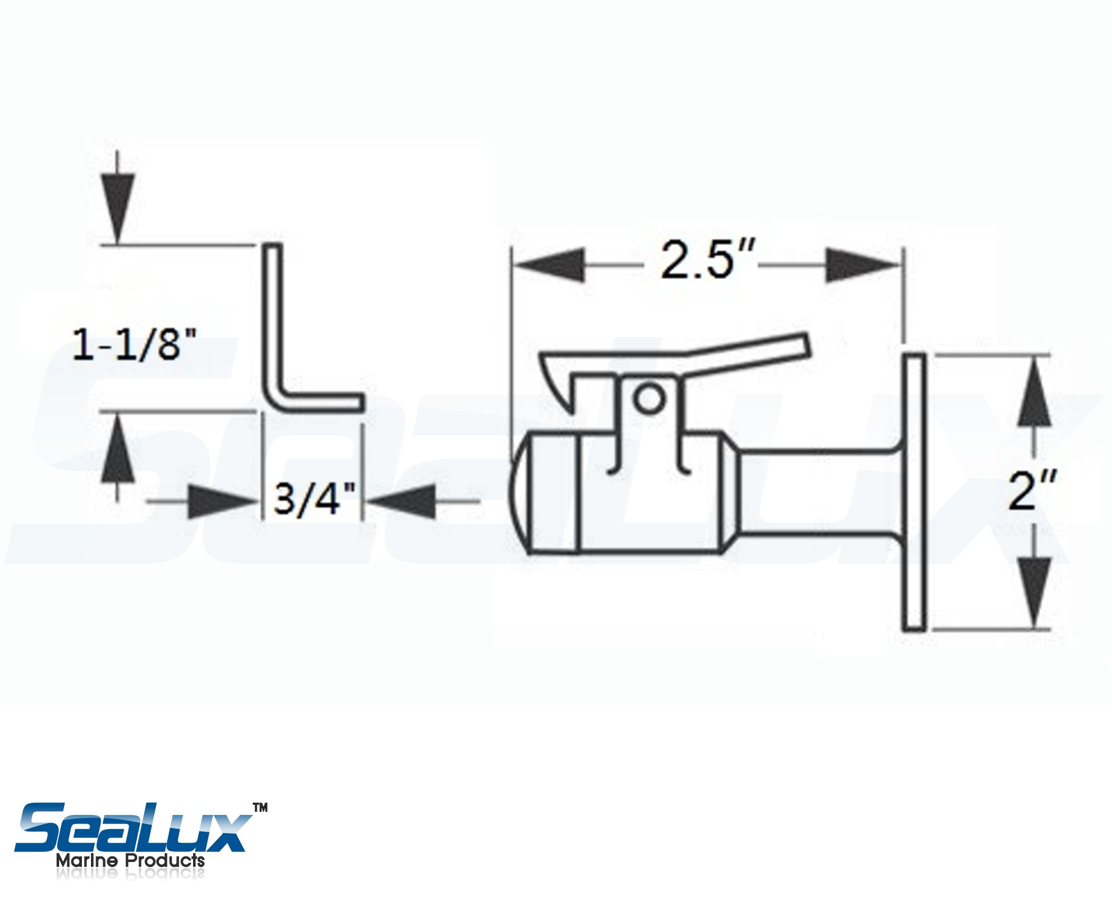 SeaLux 316 Stainless Steel Cushioned Door Stop Holder and Catch (Straight, Length:2.5")