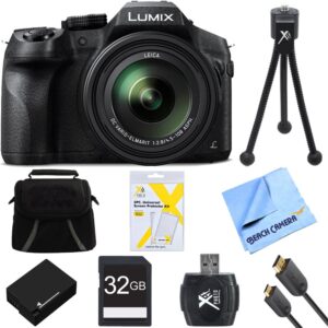 panasonic dmc-fz300k lumix fz300 4k 24x f2.8 long zoom digital camera deluxe bundle includes dmc-fz300k lumix fz300 4k digital camera, bag, 32gb memory card, battery, beach camera microfiber cloth, 6 foot hdmi cable, card reader, mini tripod and screen pr