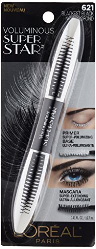 L'Oreal Paris Cosmetics Voluminous Superstar Mascara, Washable, Blackest Black, 0.41 Fl. Oz, 1 Count