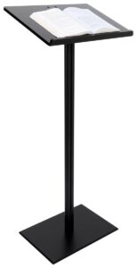 displays2go clrlecbndb floor standing speaking podium, slanted top, quick assembly, black