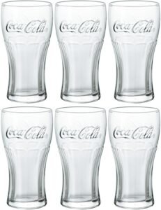 aderia b5469 coca-cola genuin glass, clear, 12.5 fl oz (370 ml), set of 6, made in japan, highball cup, wedding, celebration, beer, stylish, gift, glass, sake, birthday, women, tumbler, sixtieth