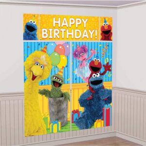 amscan sesame street elmo scene setters wall banner decorating kit birthday party supplies,multicolor