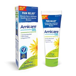 boiron arnicare gel for relief of joint pain, muscle pain, muscle soreness, and swelling from bruises or injury - non-greasy and fragrance-free - 4.2 oz