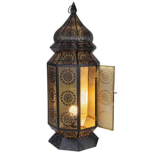 Northlight 29.5" Black and Gold Moroccan Style Lantern Floor Lamp