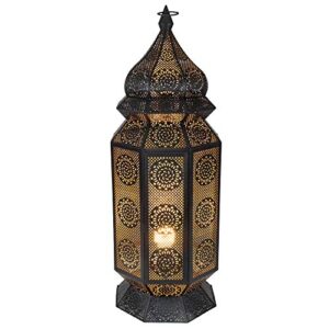 northlight 29.5" black and gold moroccan style lantern floor lamp