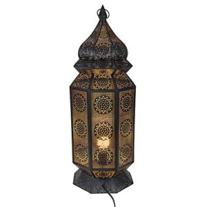 Northlight 29.5" Black and Gold Moroccan Style Lantern Floor Lamp