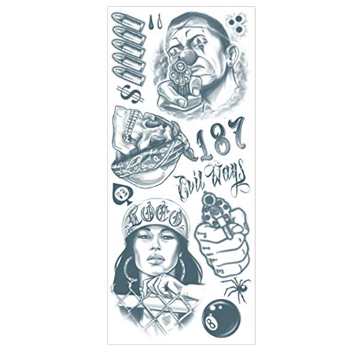 Tinsley Transfers Prison 18 and Life Temporary Tattoo FX Costume Kit (14 Tattoos), Black/White