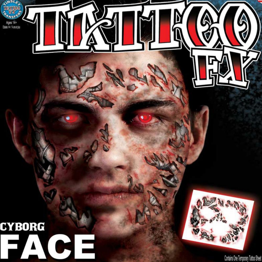 Tinsley Transfers Cyborg Face Temporary Tattoo FX Face Kit