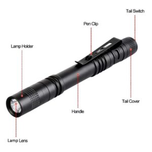 Enjoydeal 5PCS Pen Light Flashlight Ultra Slim Portable LED 1000LM Pocket Penlight Torch with Clip Powered by 2 x AAA Battery (not Include)