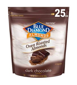 blue diamond almonds oven roasted dark chocolate flavored snack nuts, 25 oz resealable bag (pack of 1)