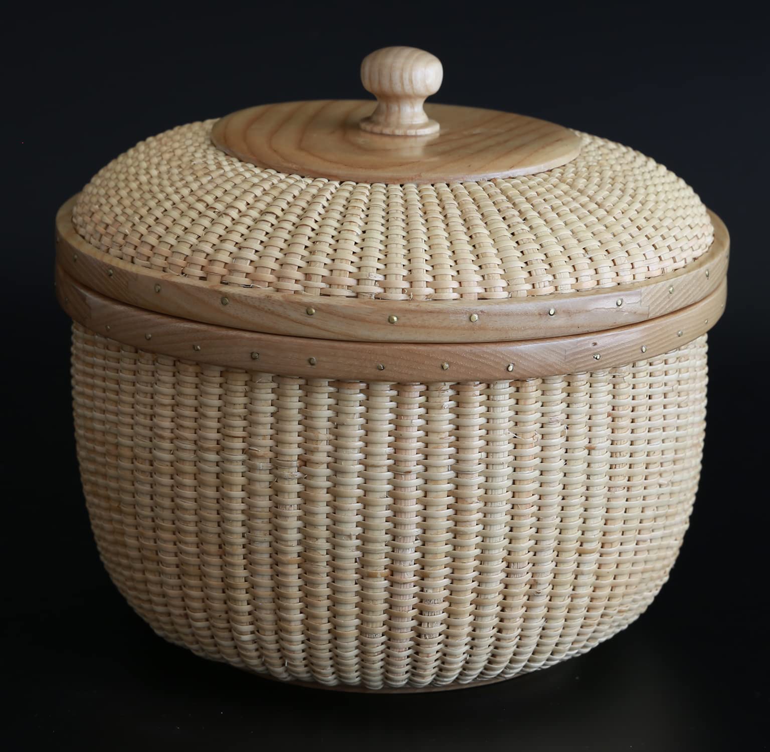 Teng Tian lidded home storage Rattan Handicrafts Casual Style Circular Basket rattan baskets for organizing sewing kits for adults